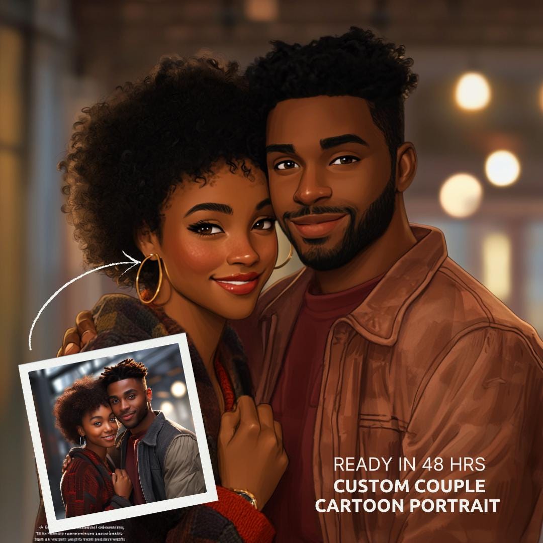 Custom Couple Portrait Custom Cartoon Portrait From Photo Custom ...