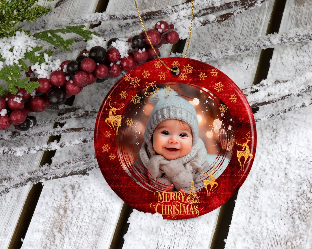 Christmas Photo Ornament Template, First Christmas Ornament Sublimation ...