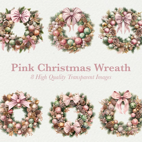 Christmas Wreath Pink - Etsy