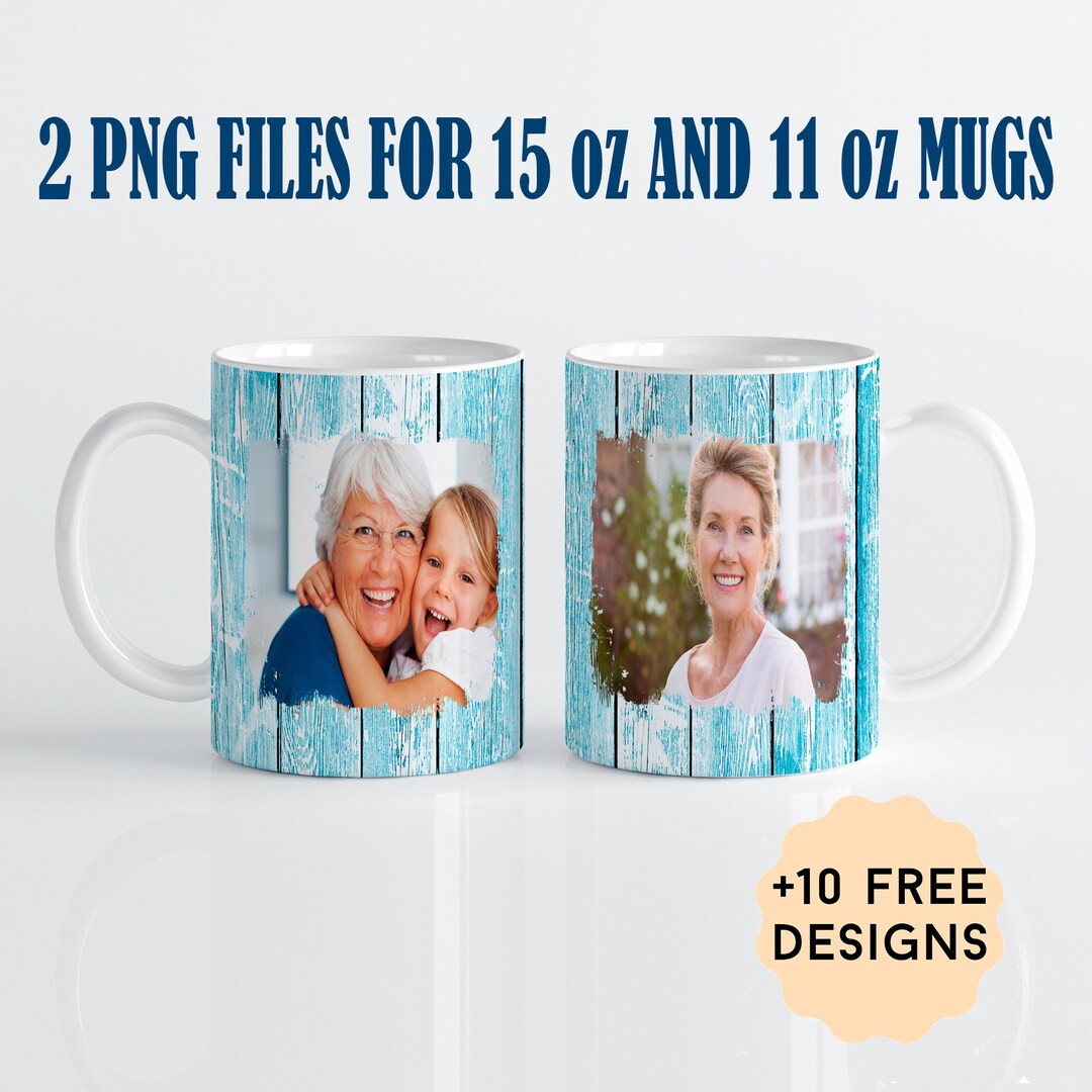 Photo Mug Png With 2 Frames for 15 Oz Cup, Picture Mug Wrap Sublimation ...