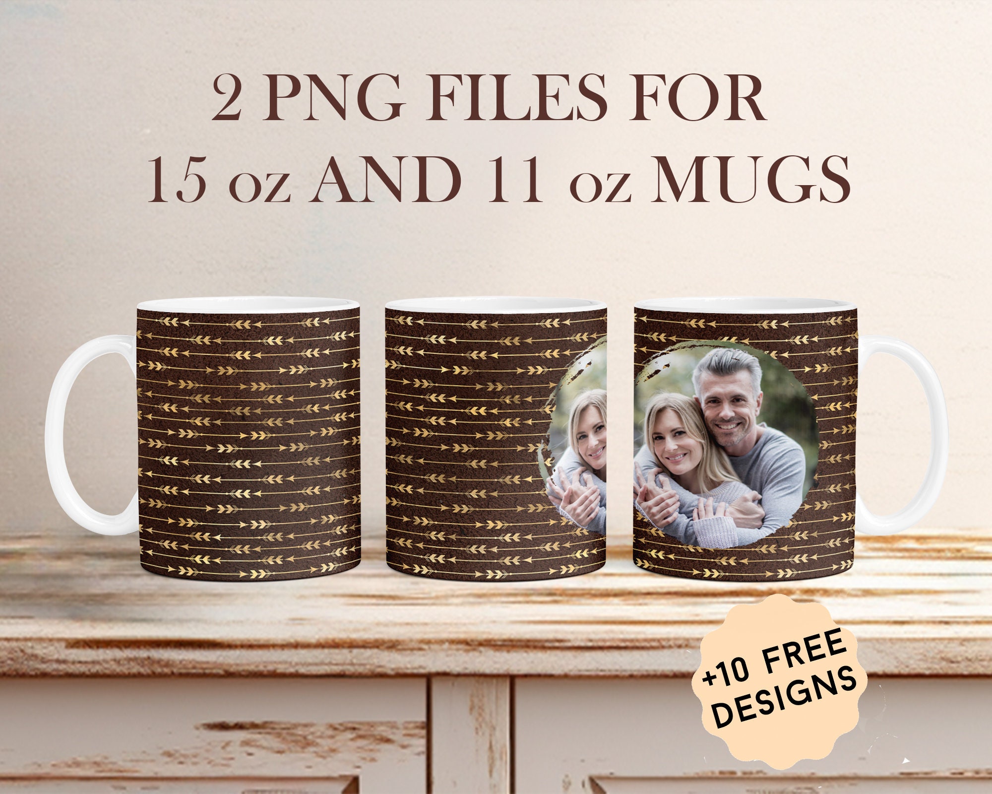 Photo Mug Template With 1 Frame Sublimation Designs 15oz 11oz Custom ...