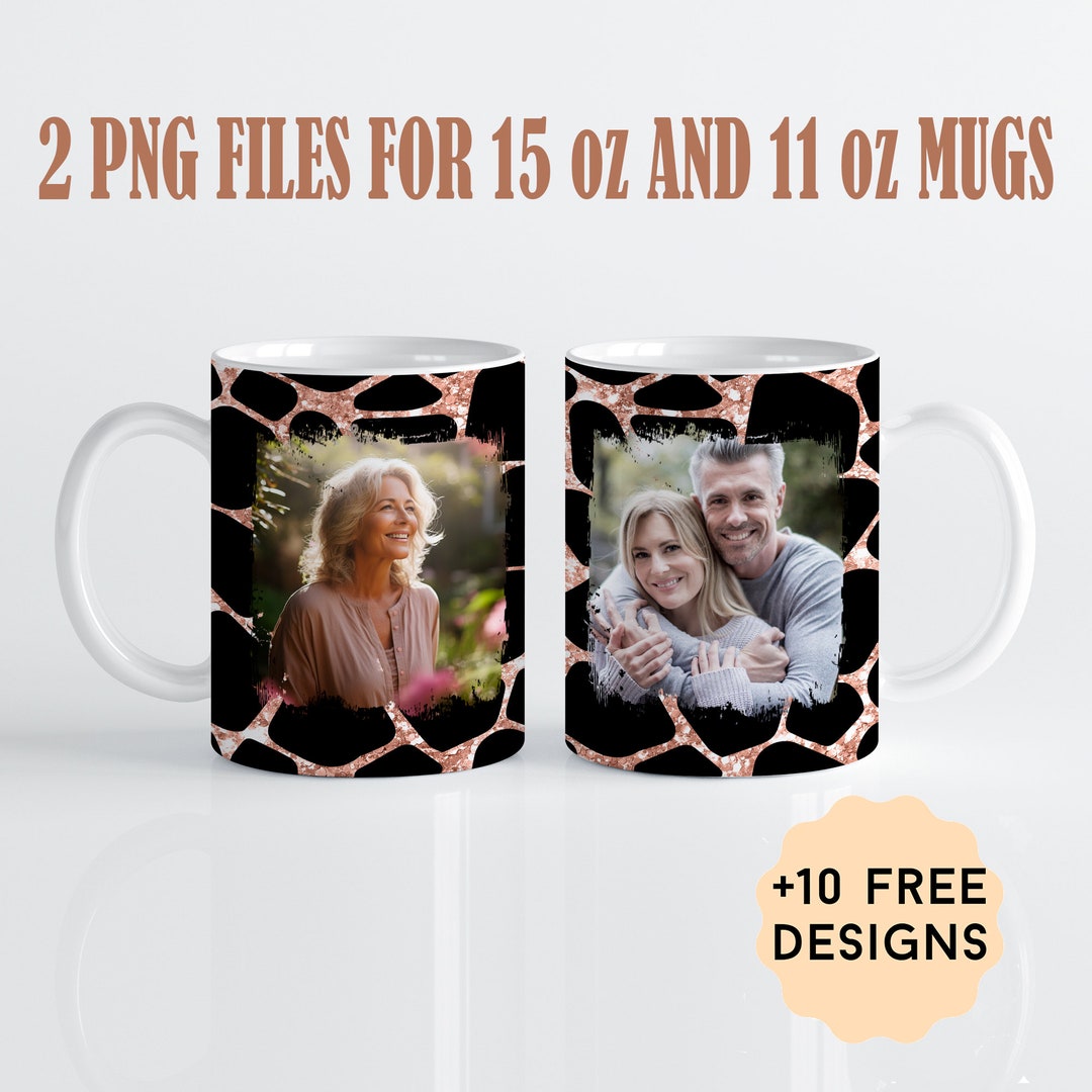 Coffee Mug Template With 2 Photos 11 Oz Photo Mug Wrap With 2 - Etsy