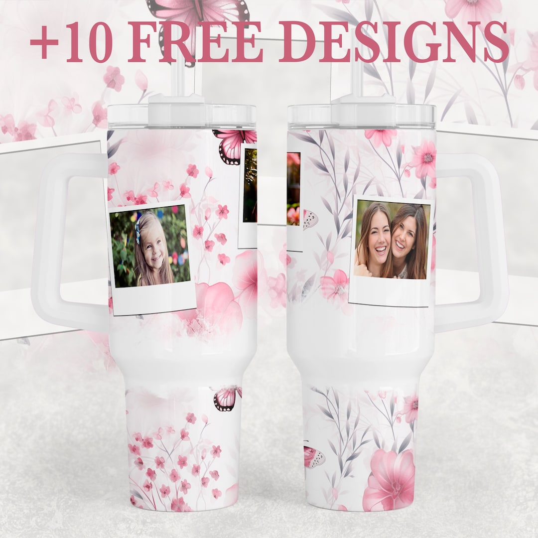 Copo de 40 oz com borboletas cor-de-rosa Photo Quencher Copo de ...