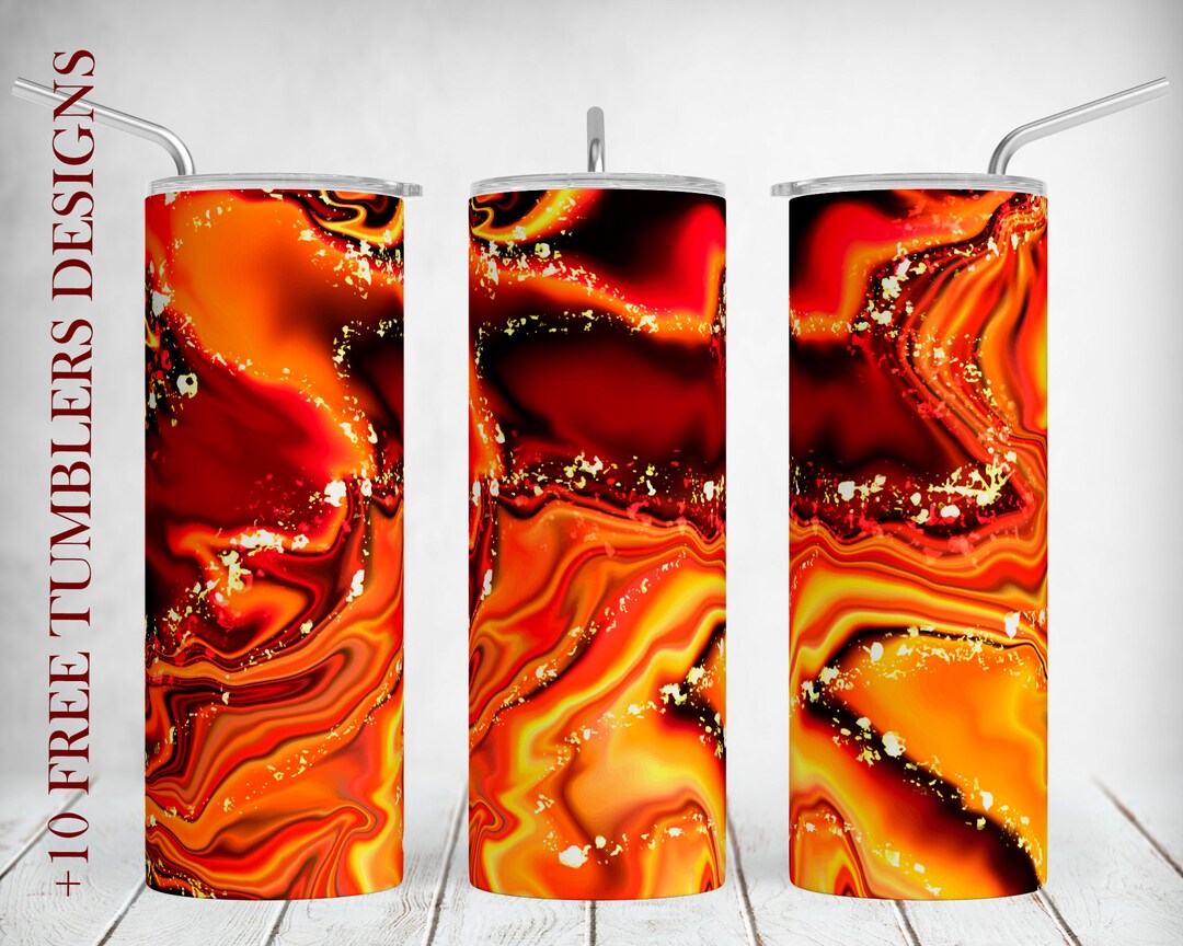 Orange Tumbler Sublimation Designs Downloads Alcohol Ink Tumbler Wrap ...