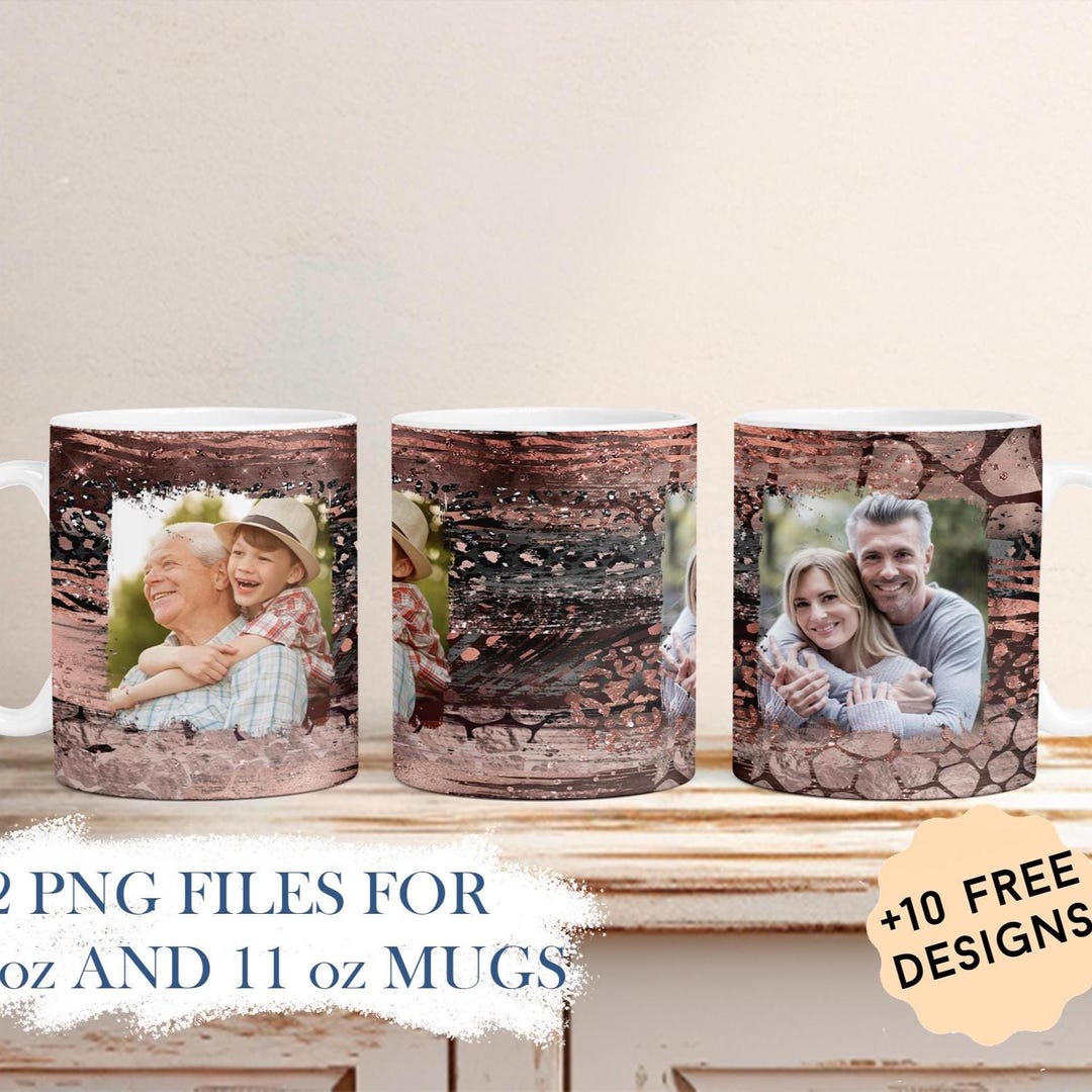 Coffee Mug Template, 11 Oz Photo Mug Wrap With 2 Frames, 15 Oz Picture ...