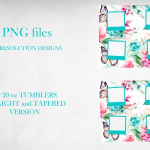 Picture Tumbler Wrap Butterflies Floral Tumbler Sublimation Designs for ...