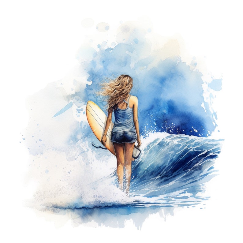 Surfing Clip Art Watercolor Surfer Clipart Bundle Beach - Etsy