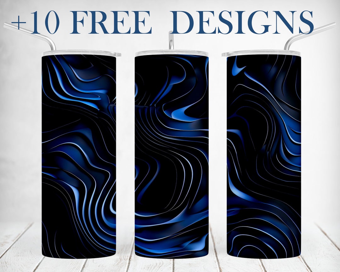 Men Sublimation Designs Downloads for 20 Oz Skinny Tumbler Blue Wavy ...