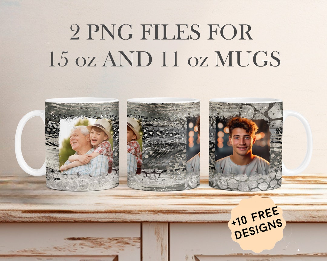 Coffee Mug Template for Man, 11 Oz Photo Mug Wrap With 2 Frames, 15oz ...