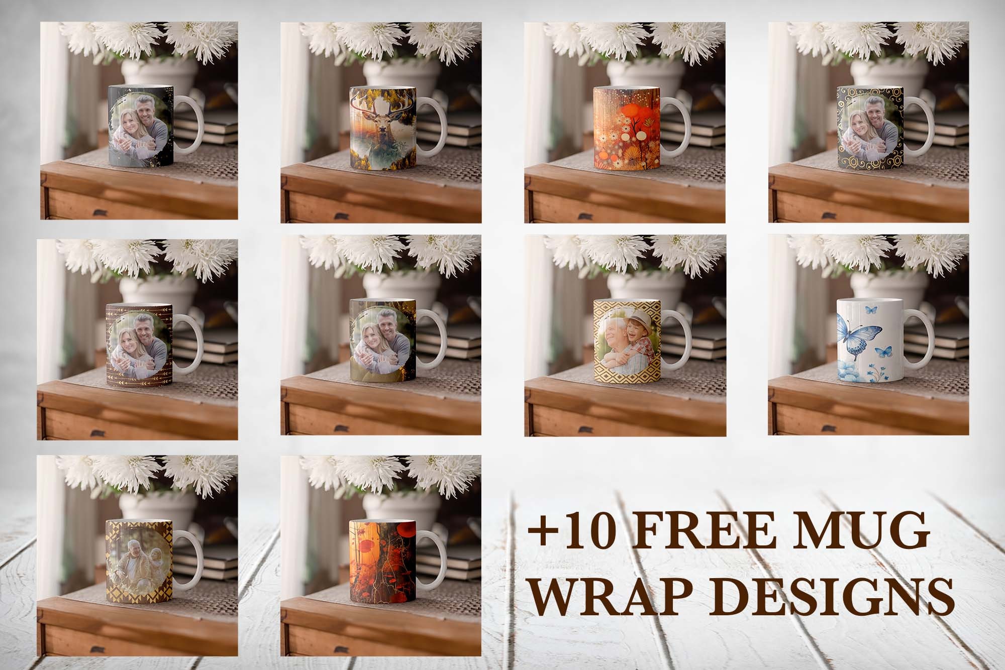Photo Mug Png With 2 Frames for 15 Oz Cup, Personalised Picture Mug ...