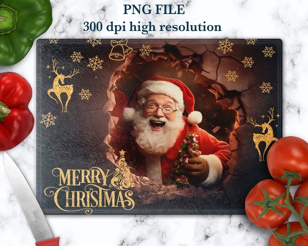 Christmas Cutting Board Png With Santa Merry Christmas Sublimation ...