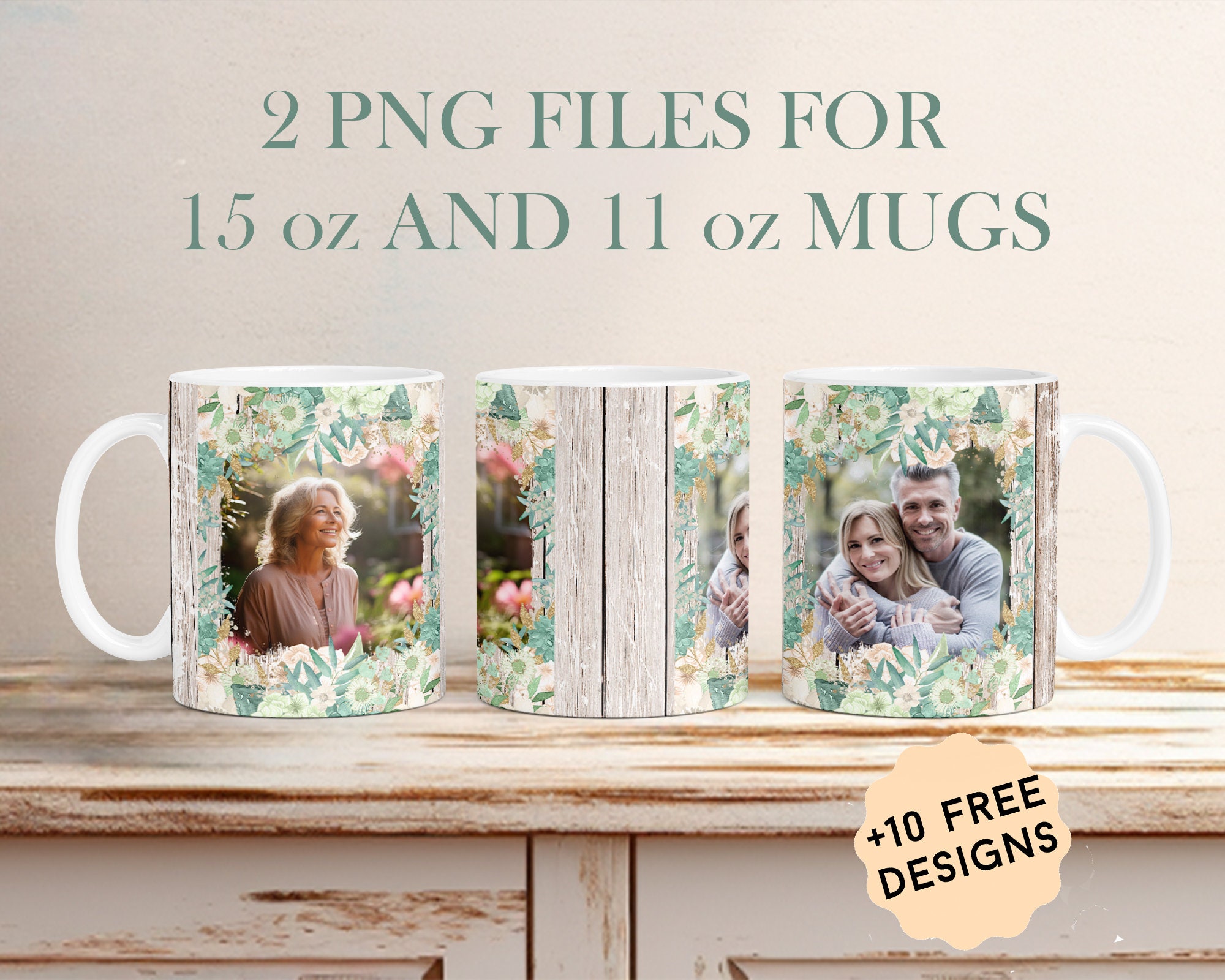Photo Mug Template With 2 Frames for 15 Oz 11 Oz, Anniversary Picture ...