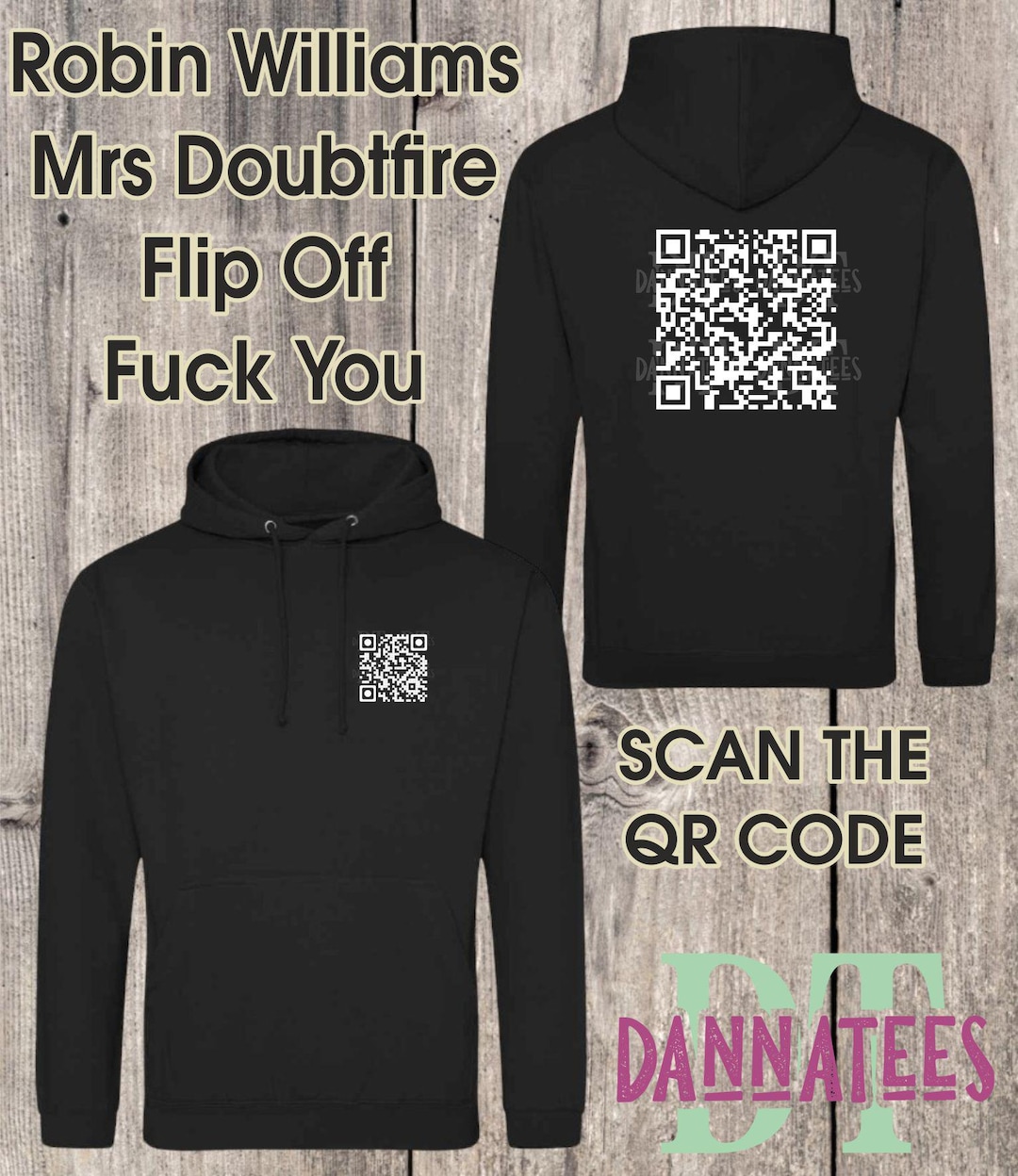 Mrs Doubtfire Flip off GIF Hoodie - Robin Williams QR Code - Etsy