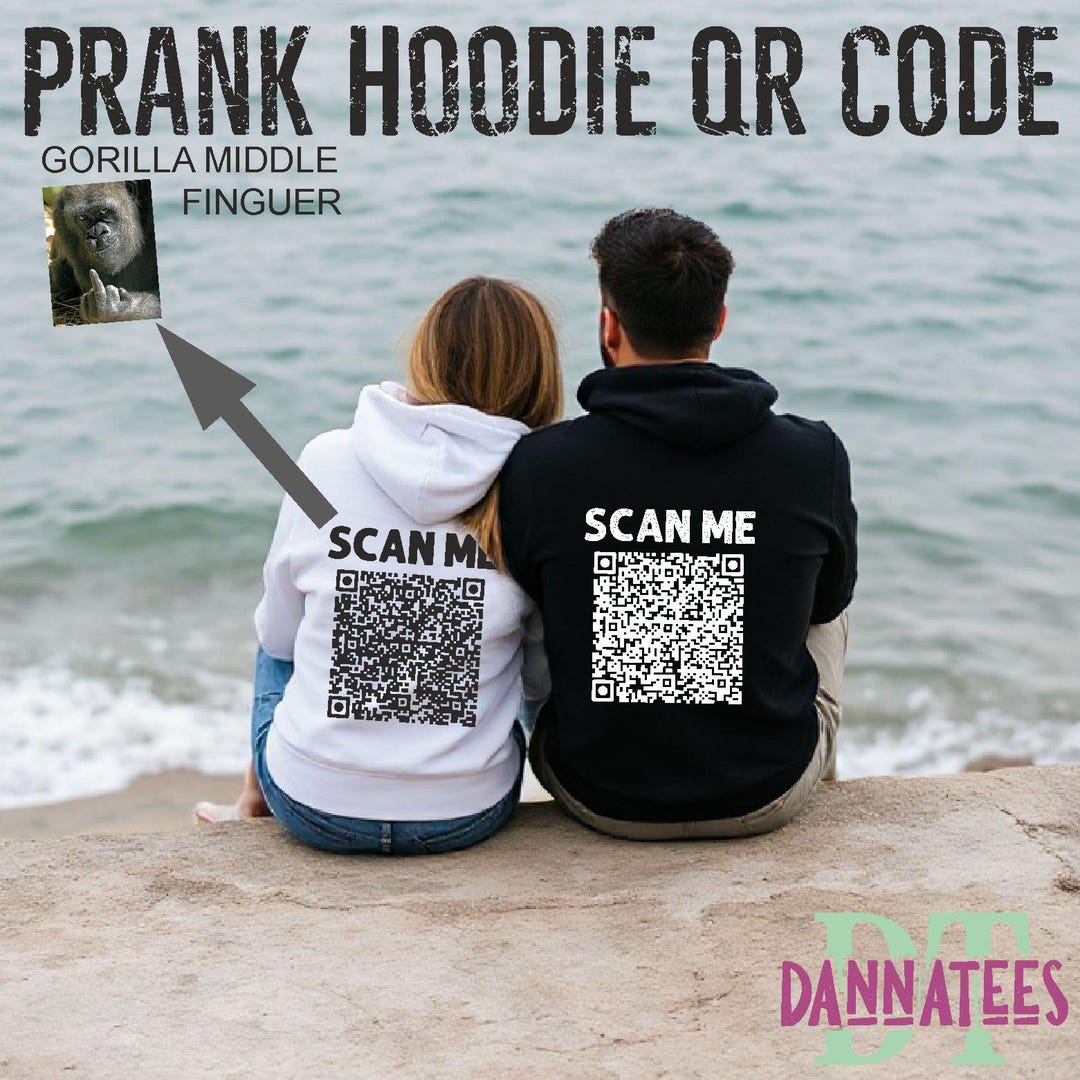 Buy Gorilla Middle Finger QR Code Prank Hoodie - Back Print Online in ...