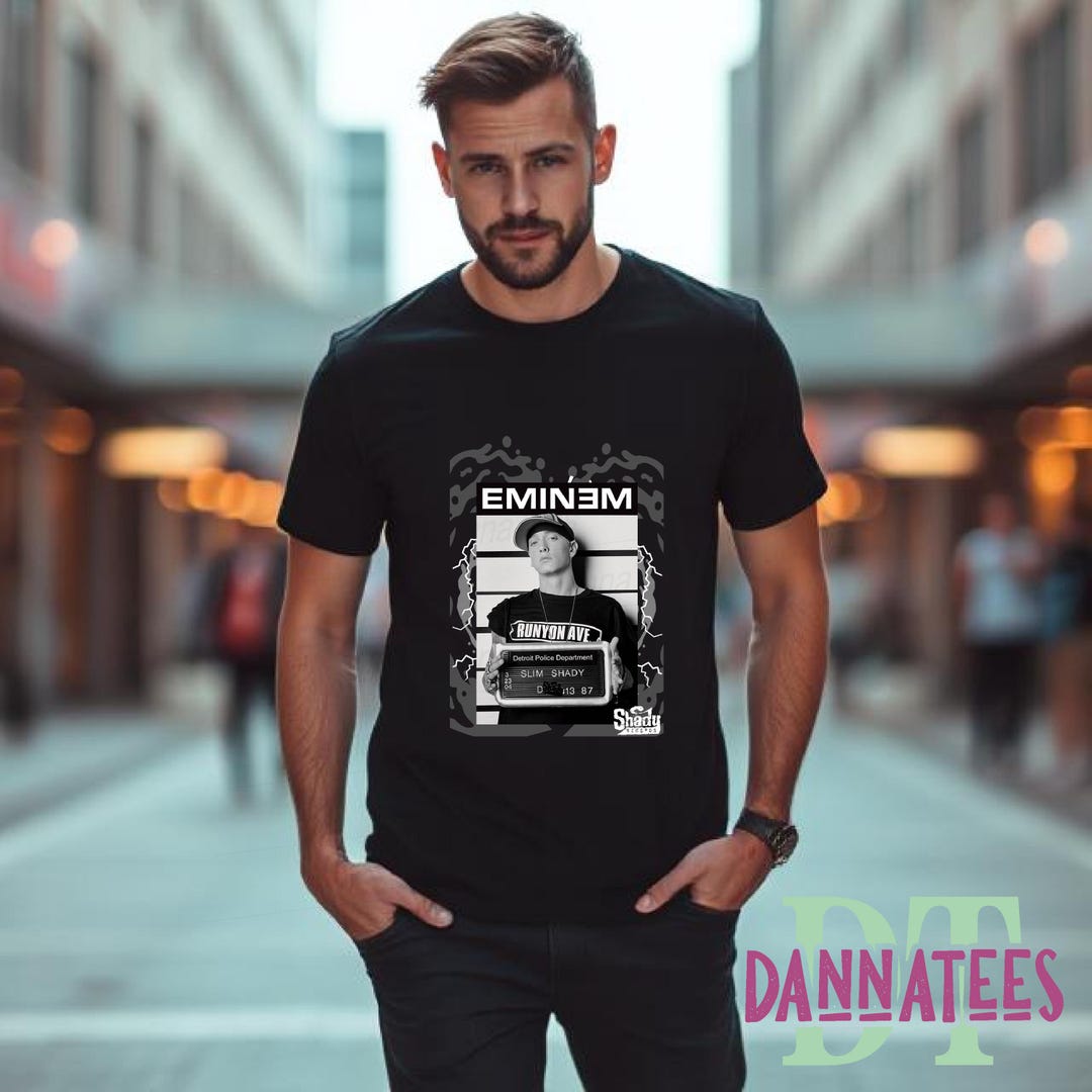 Eminem Cartoon Parody T-shirt: Slim Shady Mugshot, Unisex Cotton Tee - Etsy