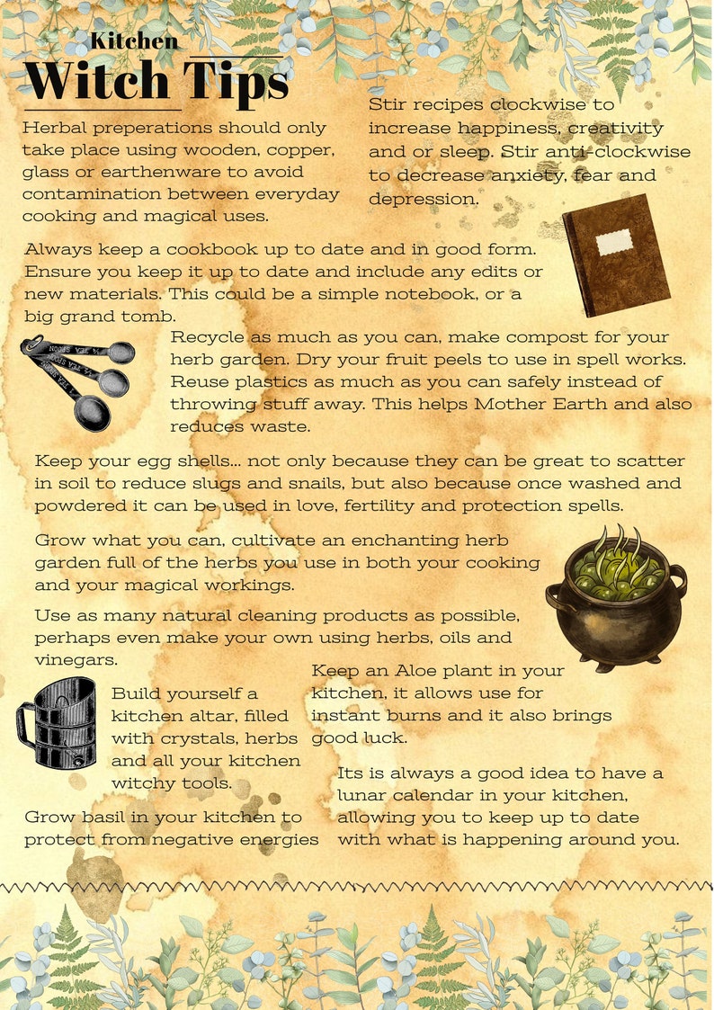 Kitchen Witch Grimoire Pages - Etsy