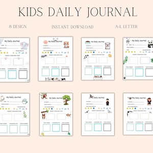 8 Kids Daily Journal Printable, Planner, Kids Gratitude Journal, Diary ...