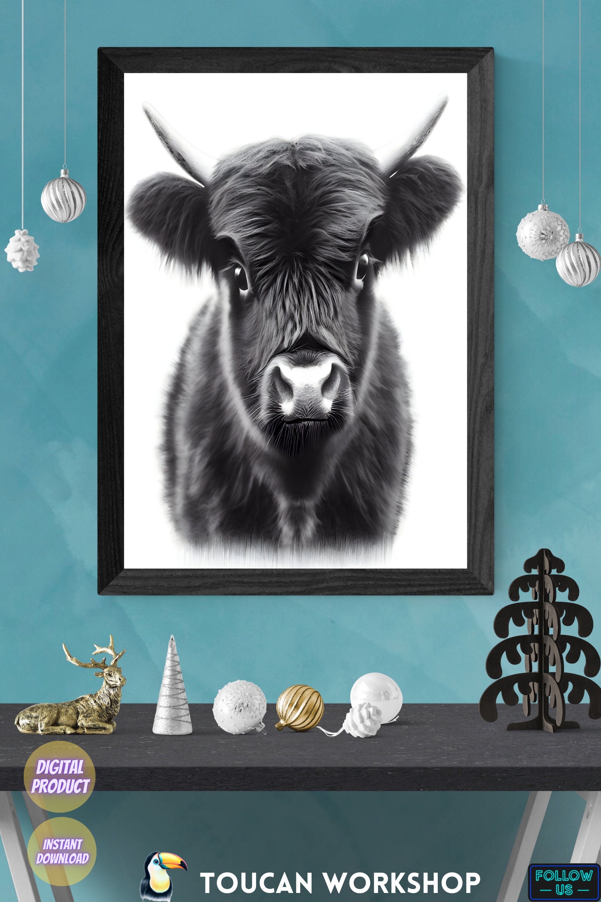 Highland Cow Pencil Drawing Print Highland Cow Wall Art - Etsy