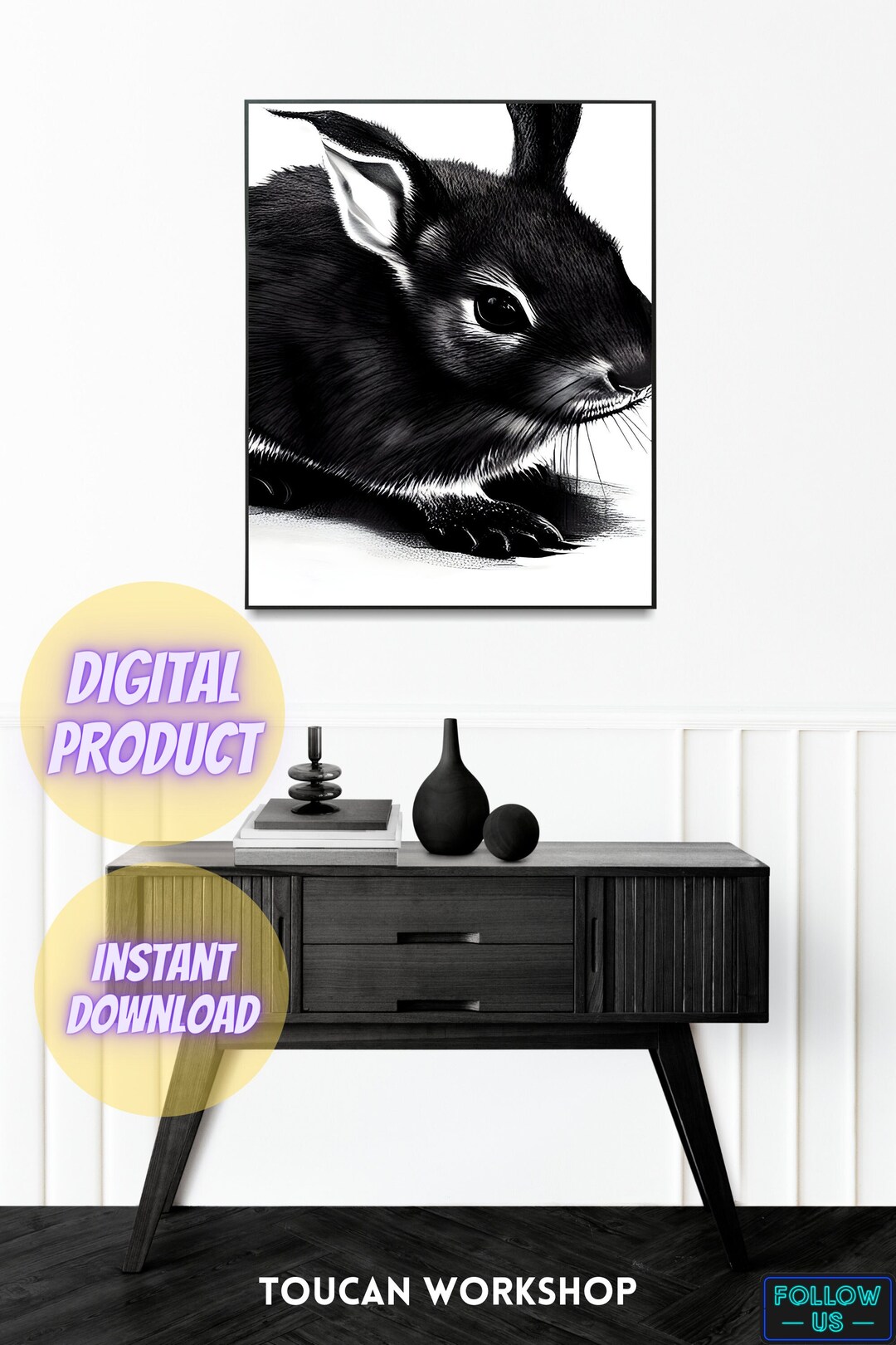 Rabbit Pencil Drawing Print Rabbit Pencil Drawing Art Bunny Pencil ...