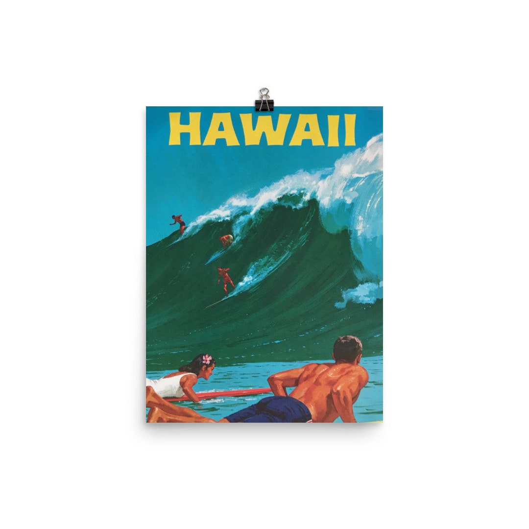 Retro Vintage Hawaii Surf Wave Poster - Etsy