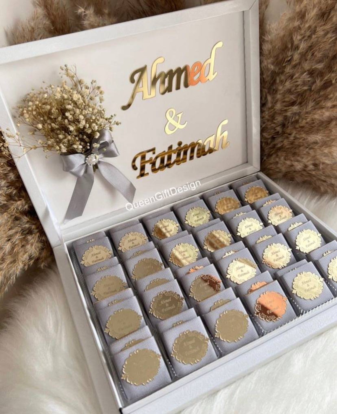 Cream Color Concept Chocolate Box, Wedding Favors, Engagement Chocolate ...