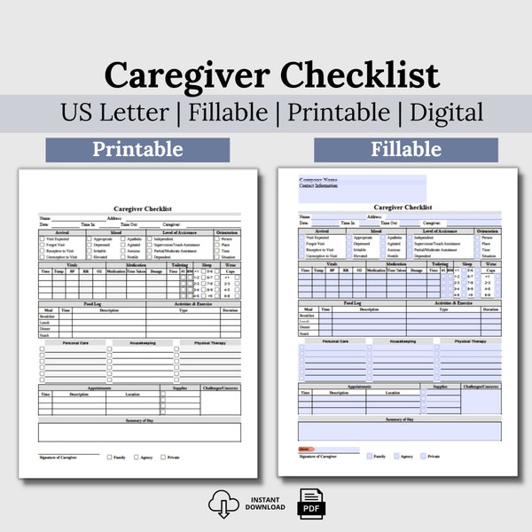 Caregiver Daily Log - Etsy