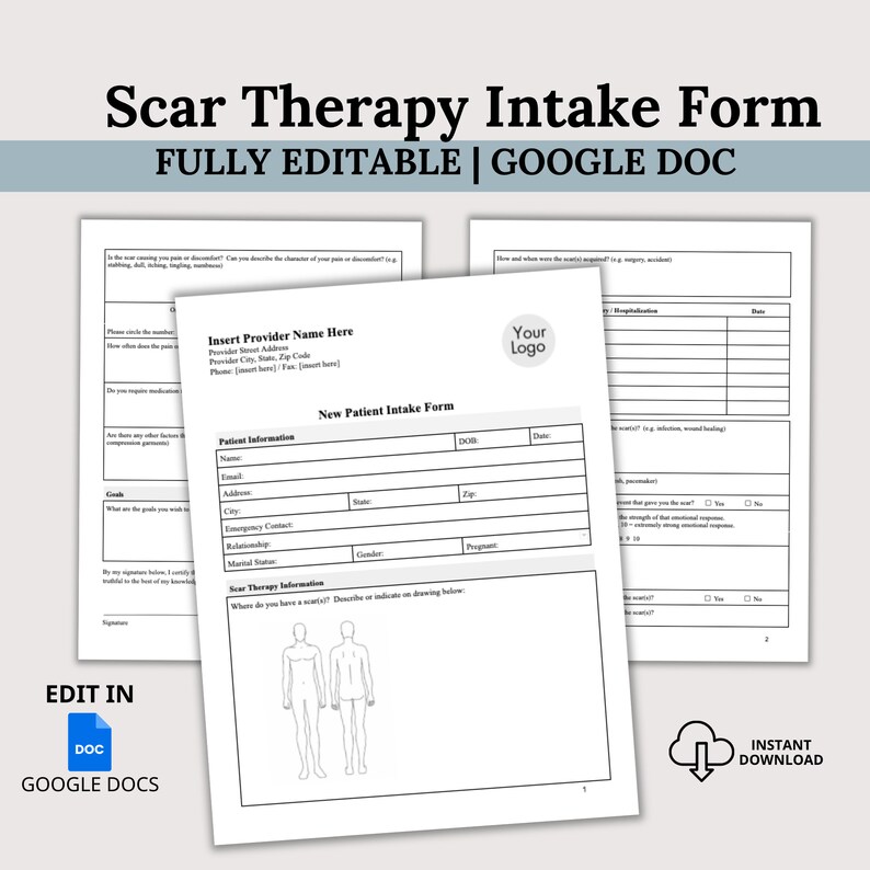 Scar Therapy Client Intake Form Scar Treatment Planning - Etsy