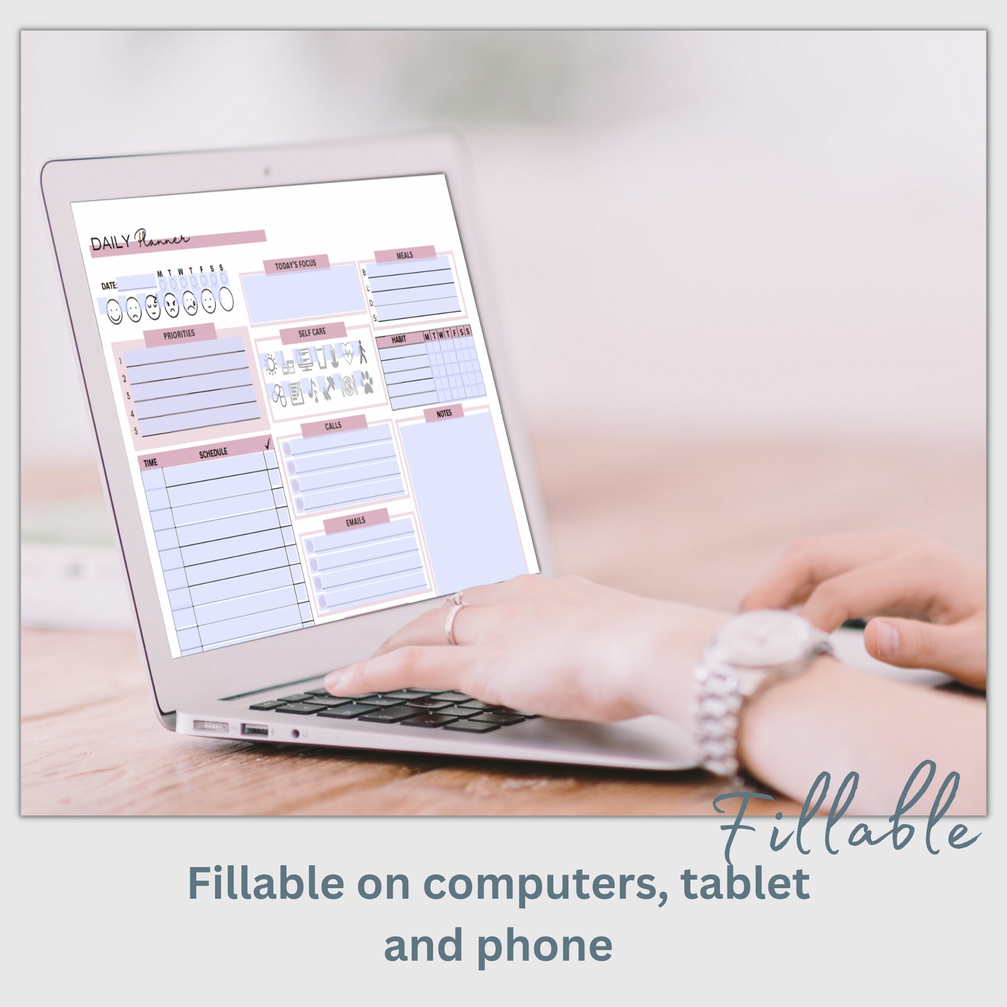 Daily Fillable Planner Landscape Printable Schedule Daily - Etsy