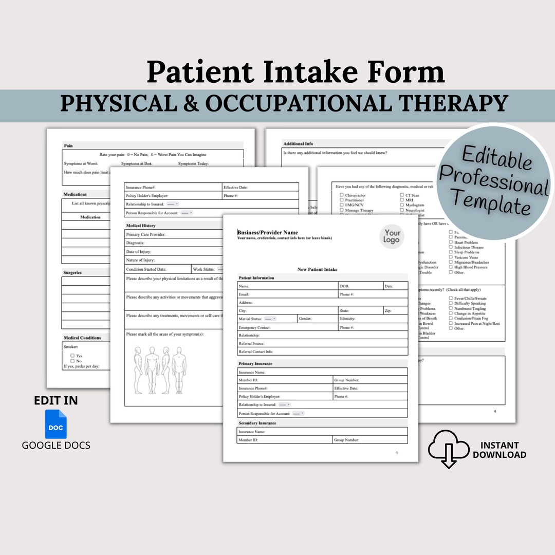 Client Intake for Physical Therapist and Occupational Therapist ...