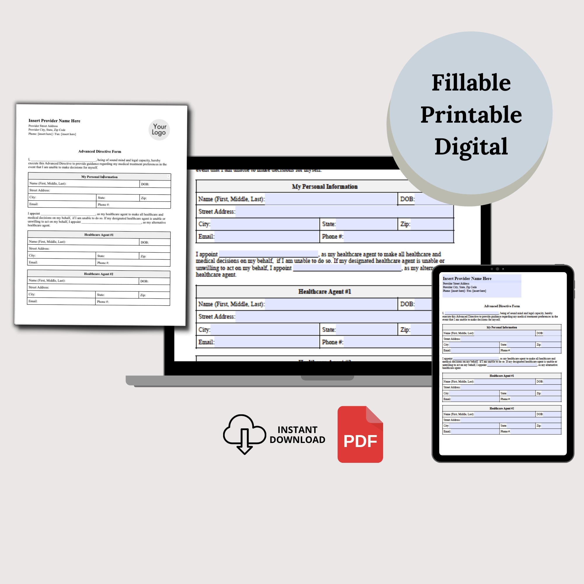 Advanced Directive Template, Medical Office Forms, End of Life ...
