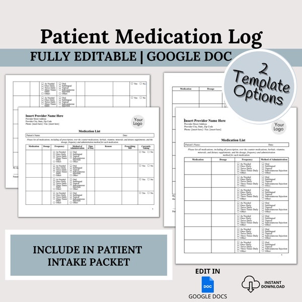 Patient Medication Form - Etsy