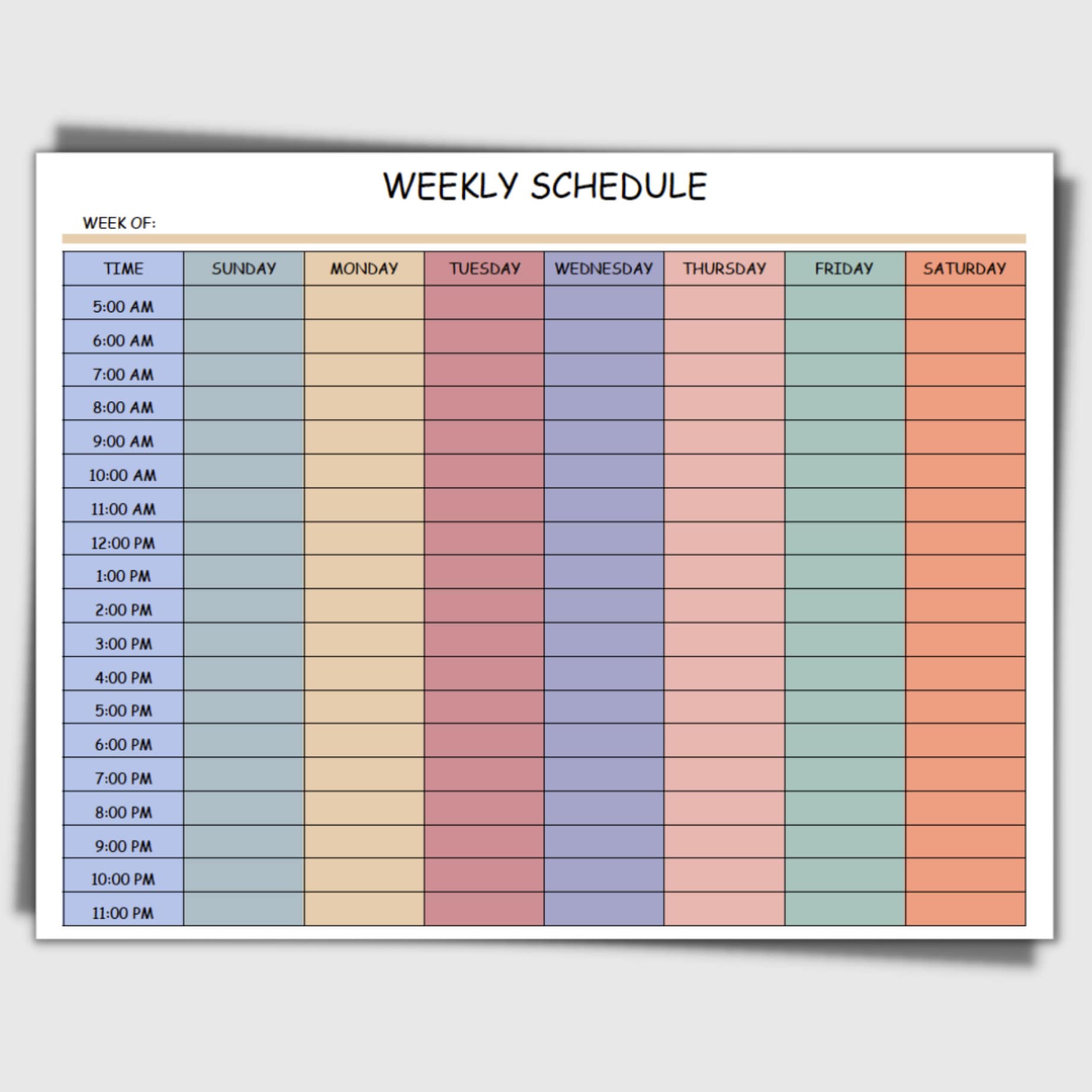 Weekly Schedule, Printable Weekly, Weekly Organizer, Fillable Template ...