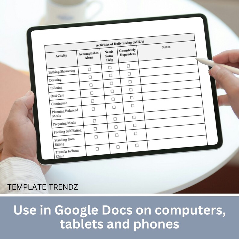 ADL Assessment, Activities of Daily Living Checklist, Care Plan, OT ...
