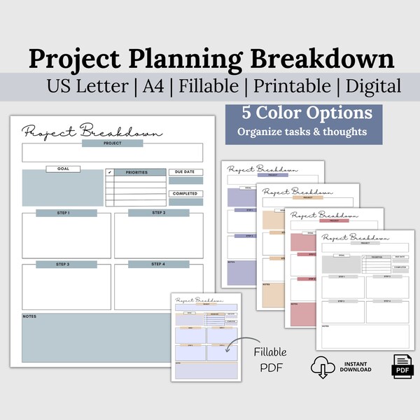 Project Planner Printable - Etsy