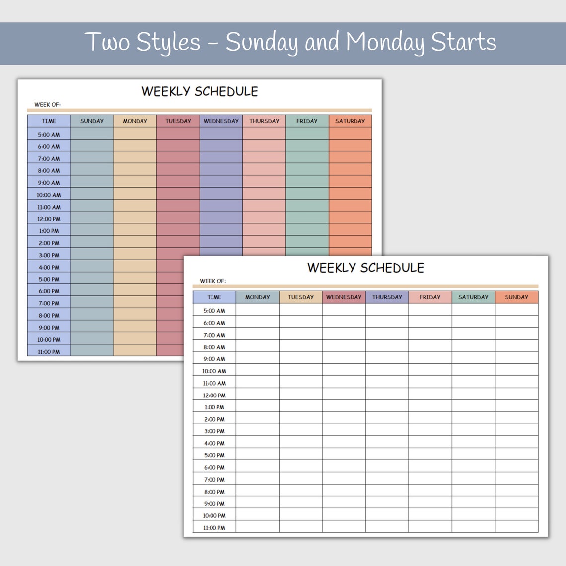 Weekly Schedule, Printable Weekly, Weekly Organizer, Fillable Template ...