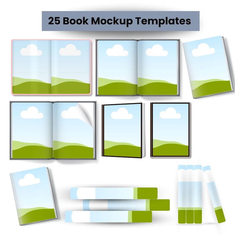 25 Book Mockup Templates: Drag & Drop Canva Ebook Mockups (PDF) - Etsy