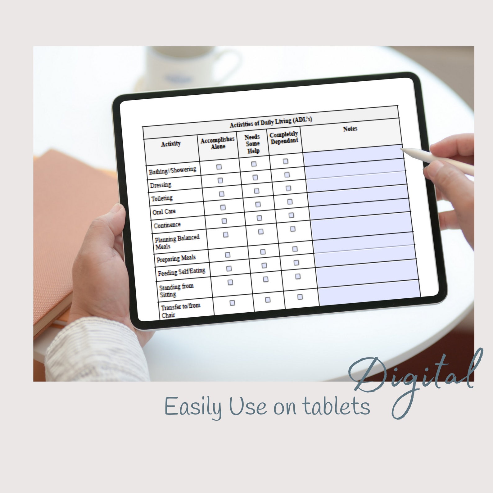 ADL Assessment, Activities of Daily Living Checklist, Care Plan, OT ...