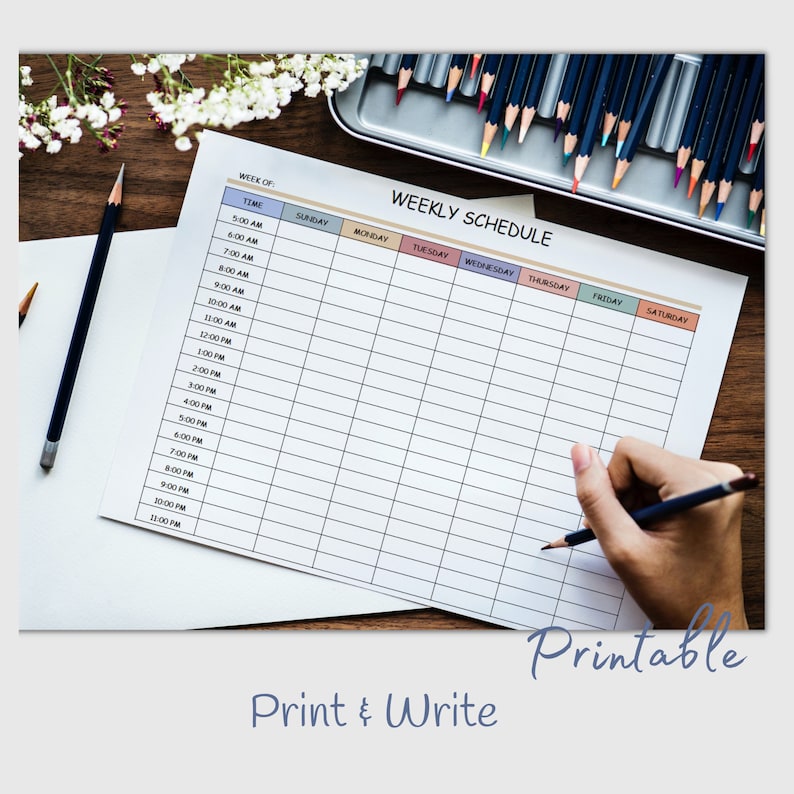 Weekly Schedule, Printable Weekly, Weekly Organizer, Fillable Template ...
