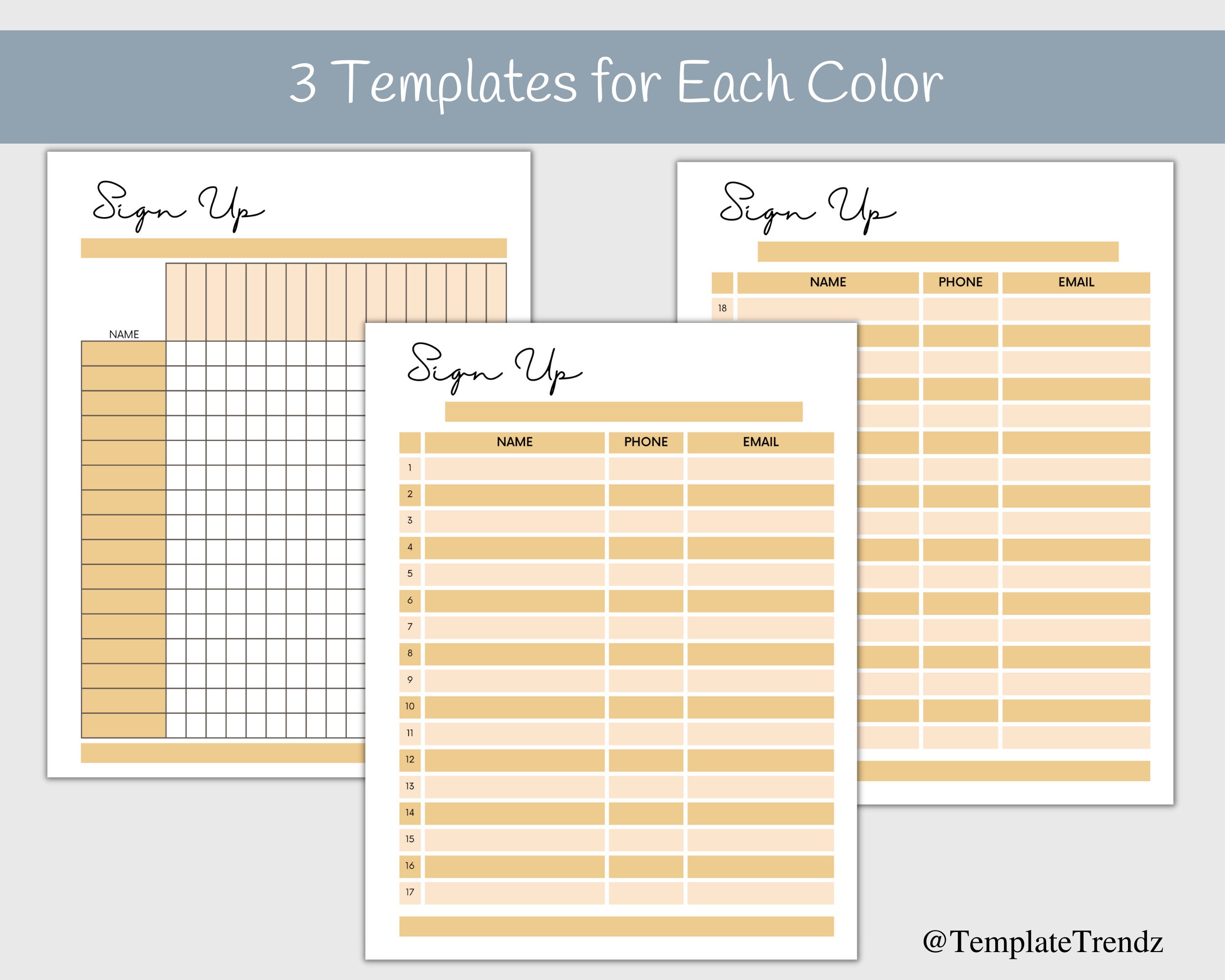 Printable Sign up Sheets, Sign up Sheet Template, Sign up List, Party ...