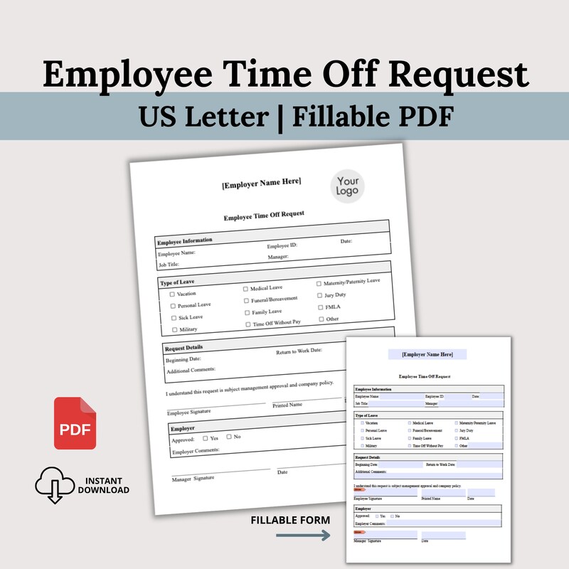 Employee Time off Request Form - Etsy