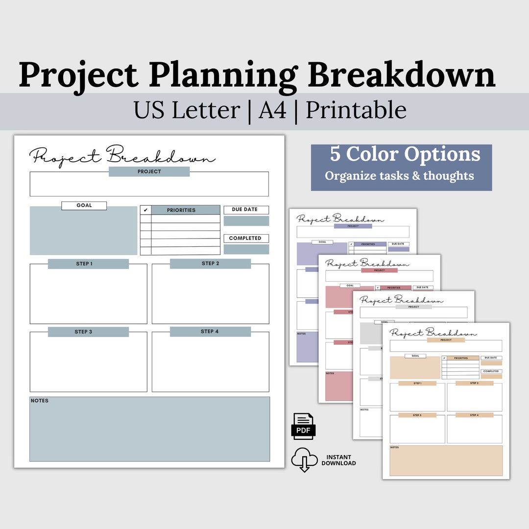 Project Breakdown Planner, Task Planner, Project Planner Page ...