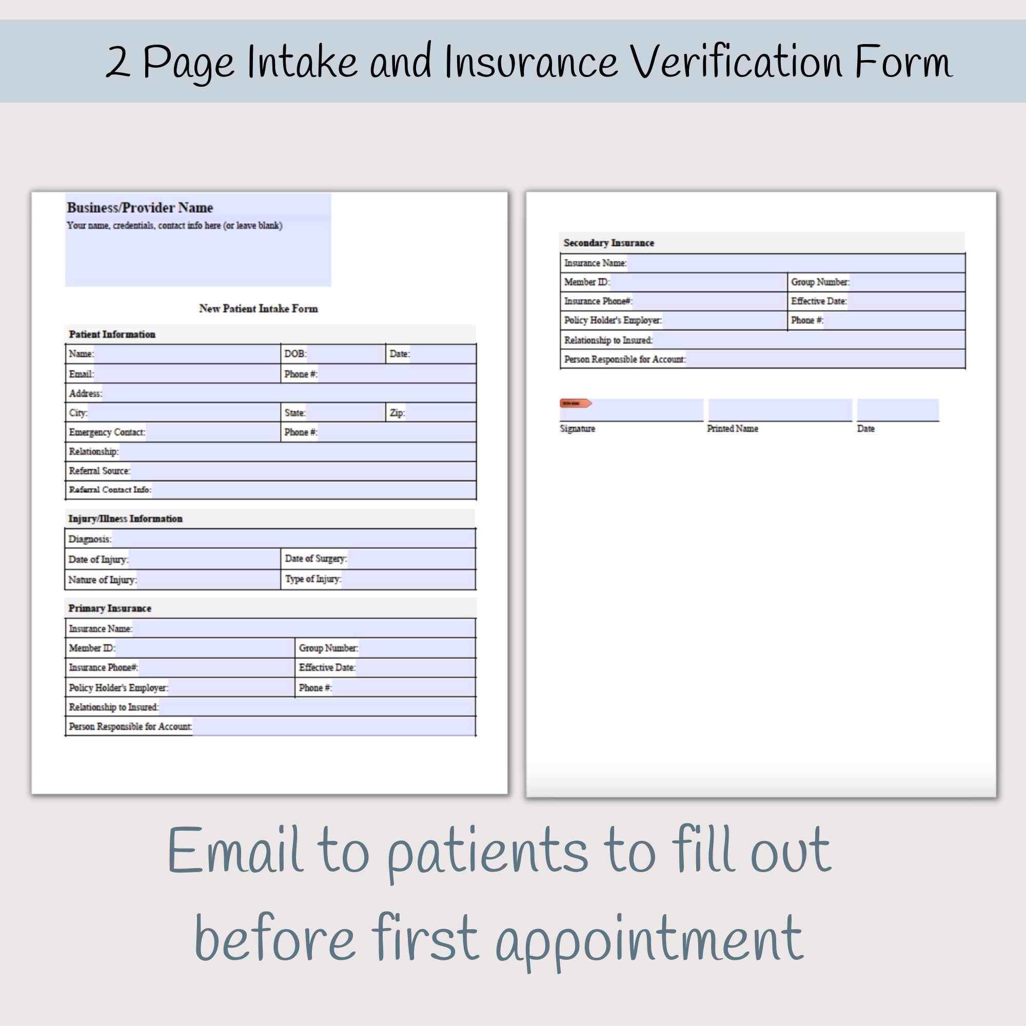 Physical Therapy Insurance Verification Form, Occupational Therapy ...
