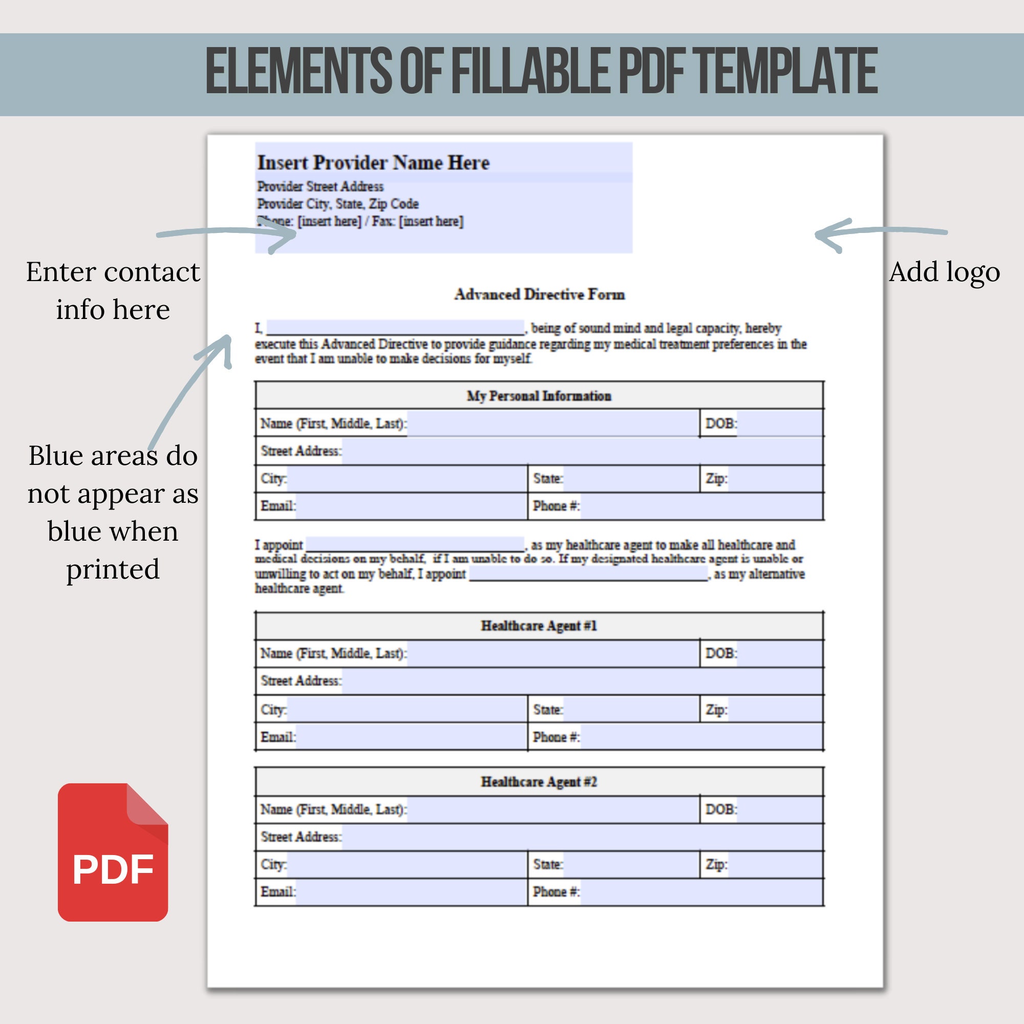 Advanced Directive Template, Medical Office Forms, End of Life ...