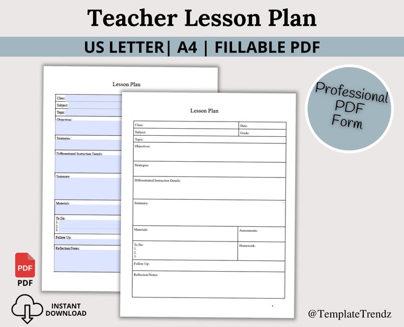 Teacher Lesson Plan Digital Planner Lesson Planner Academic - Etsy