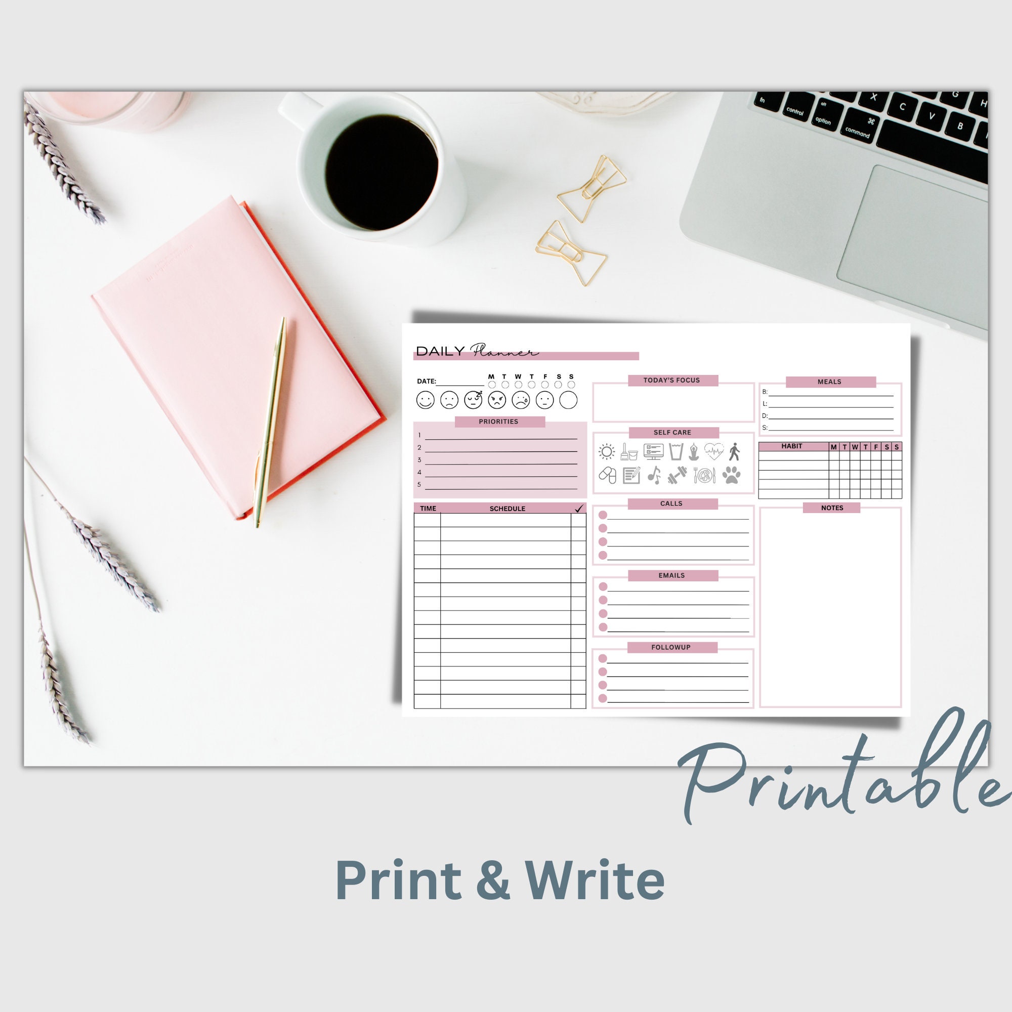 Daily Fillable Planner Landscape Printable Schedule Daily - Etsy