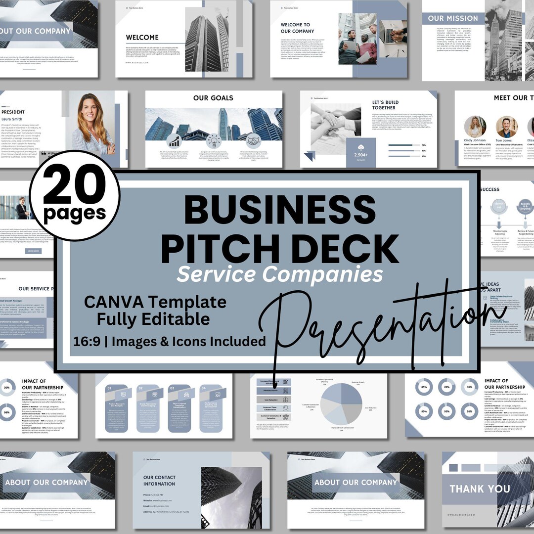 Business Pitch Deck Editable Canva Template, Project Proposal Template ...