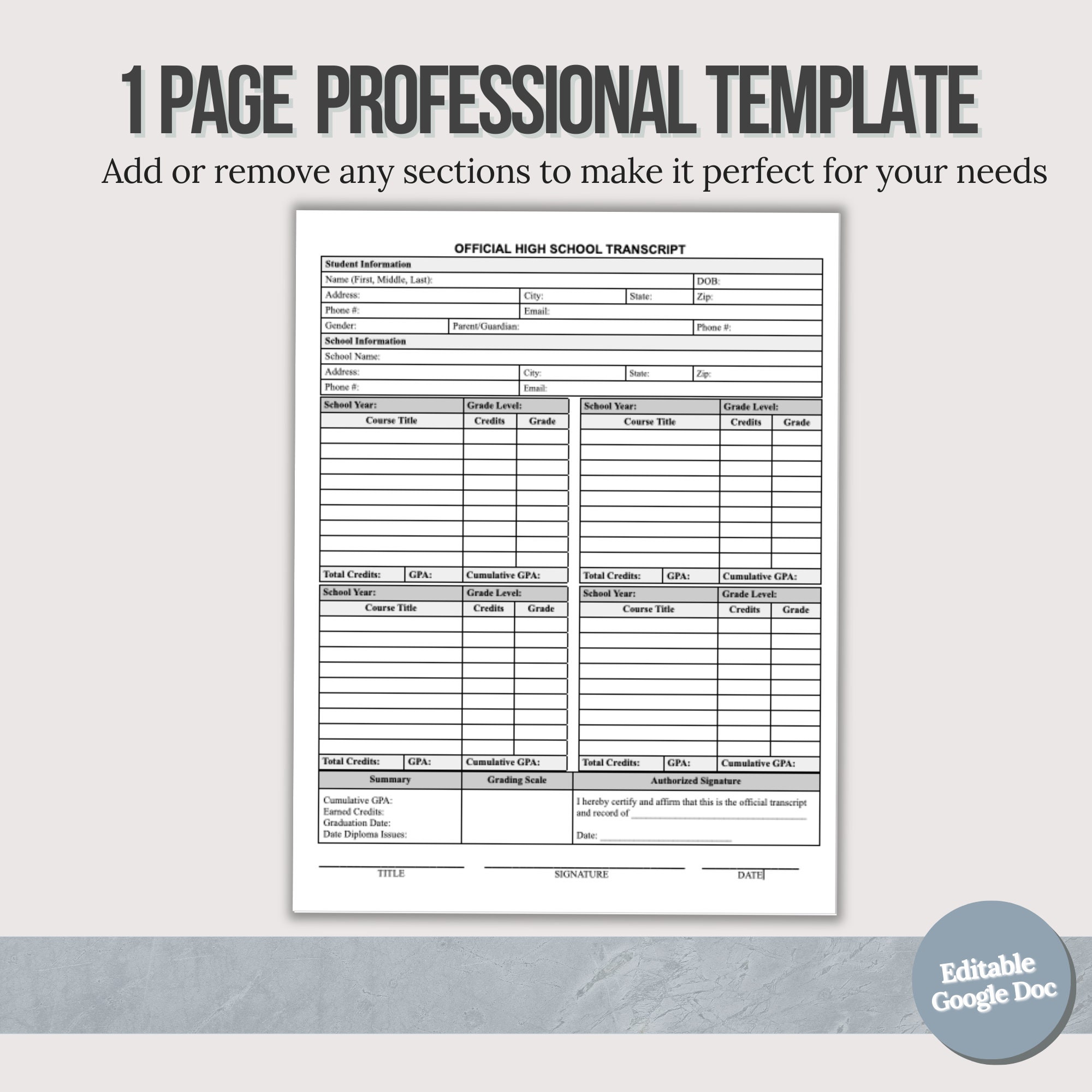 High School Transcript, Editable Google Doc Homeschool Report Card ...