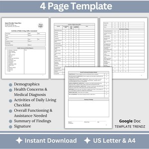 ADL Assessment, Activities of Daily Living Checklist, Care Plan, OT ...