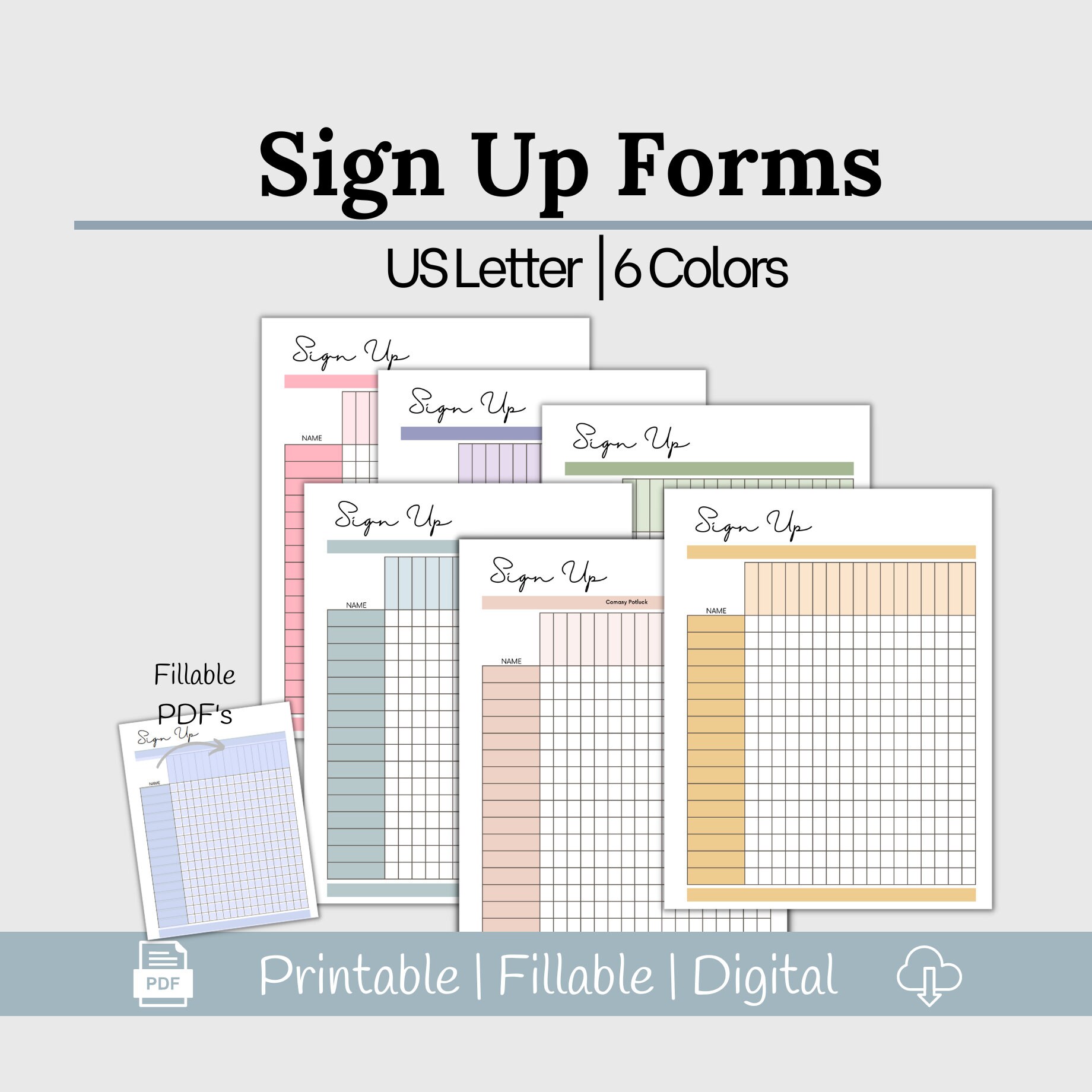 Fillable Sign up Sheets, Sign up Sheet Template, Sign up List, Party ...