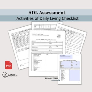 ADL Assessment, Activities of Daily Living Checklist, Care Plan, OT ...